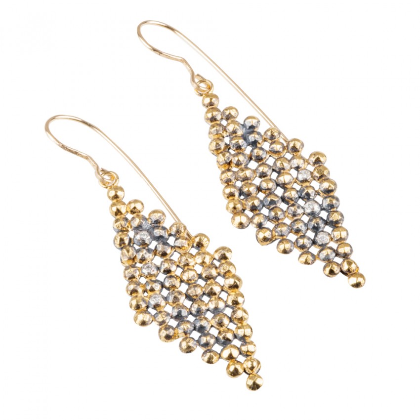 Home / Earrings / Faceted Kite Earrings with Melee Diamonds